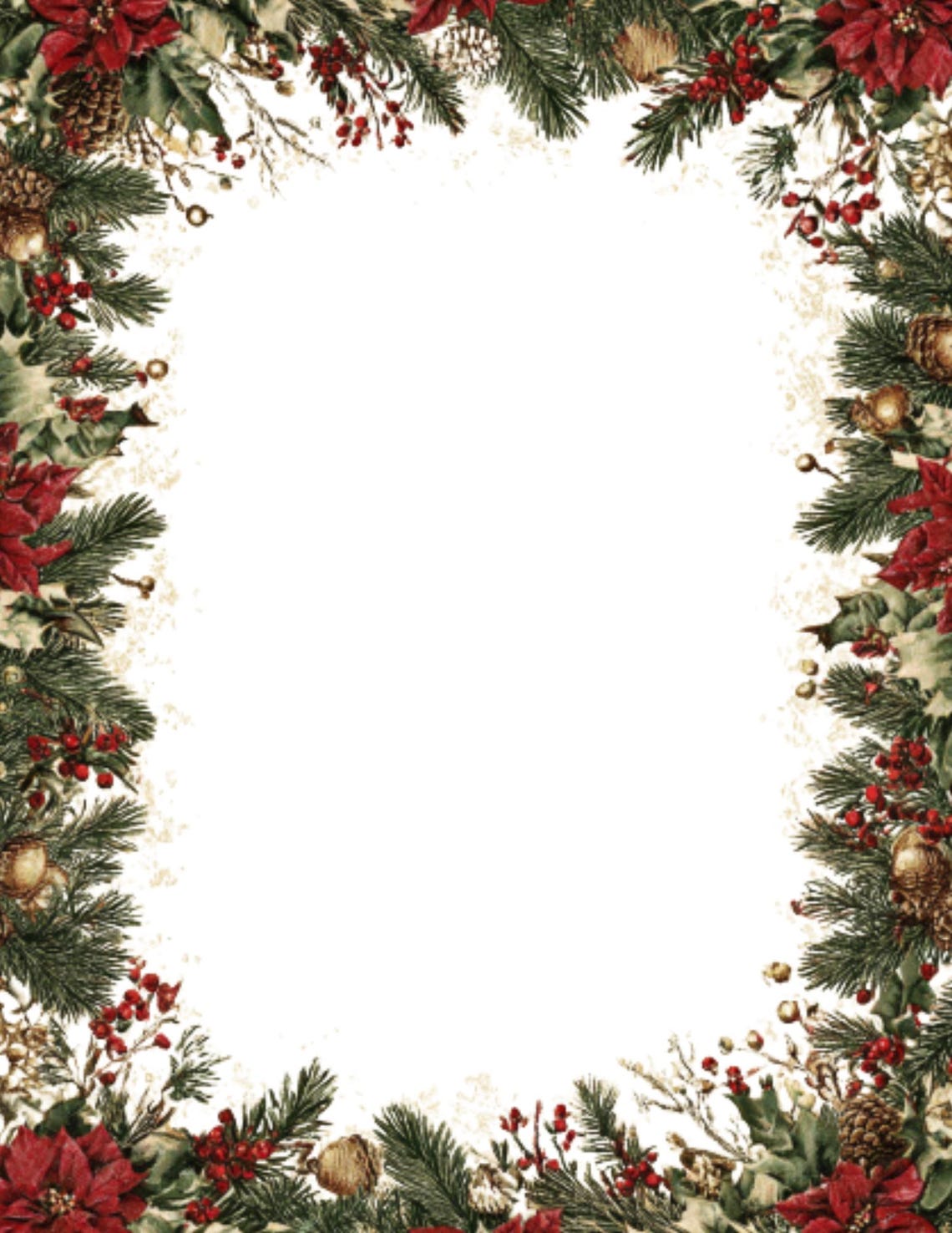 Pine Cone Christmas Border Printable Writing Paper Design - Lot of 5 - Etsy