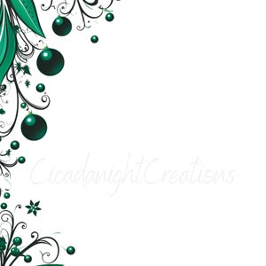 Whimsical Green Christmas Watercolor Printable Writing Paper Design Lot ...