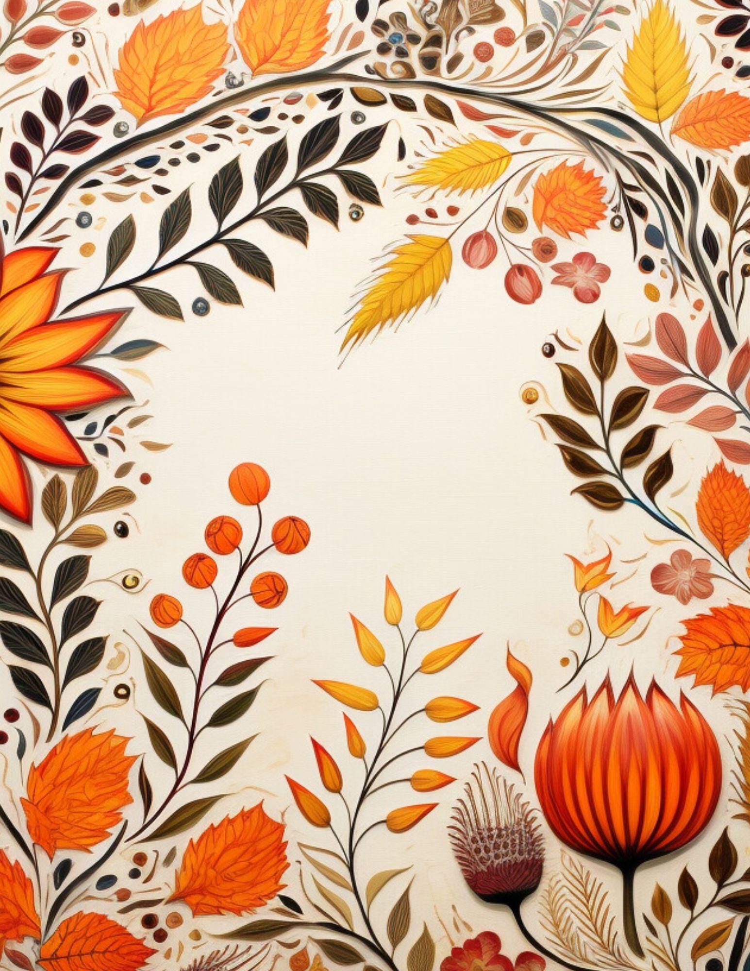 Whimsical Autumn Printable Paper With Autumn Border Lot of 5 #2 - Pdf's ...