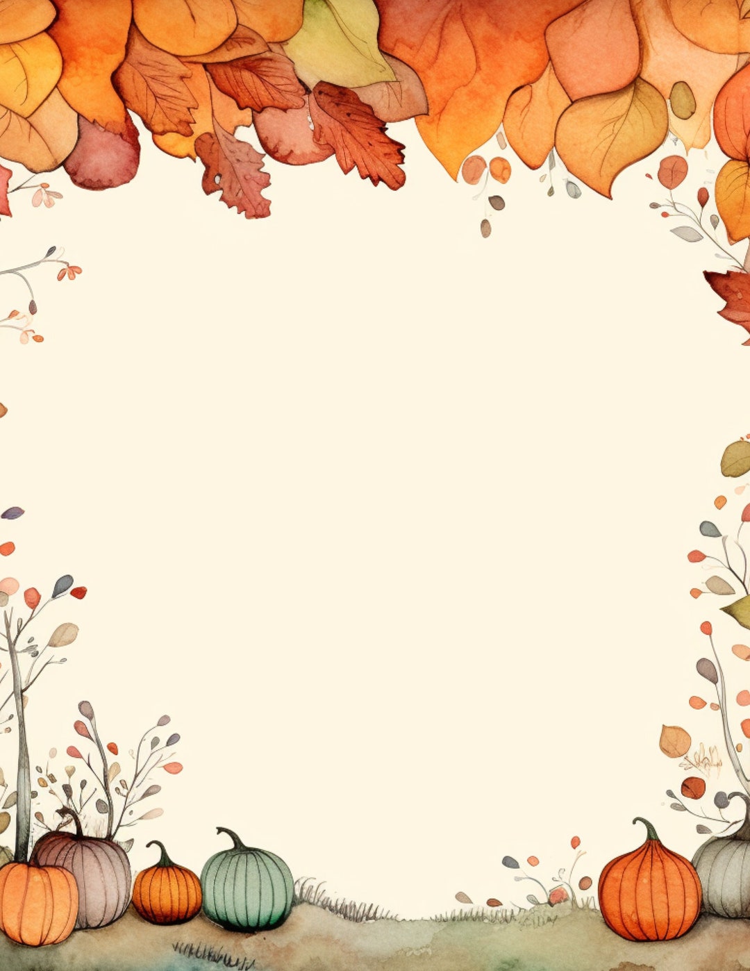 Whimsical Autumn Printable Paper With Autumn Border Lot of 5 - Etsy