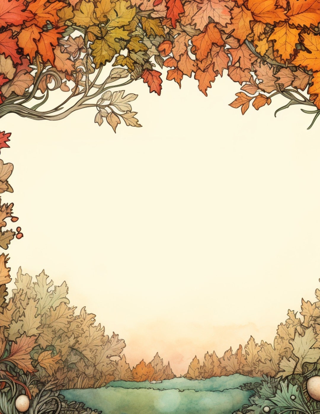 Whimsical Autumn Printable Writing Paper Lot of 5 - Etsy