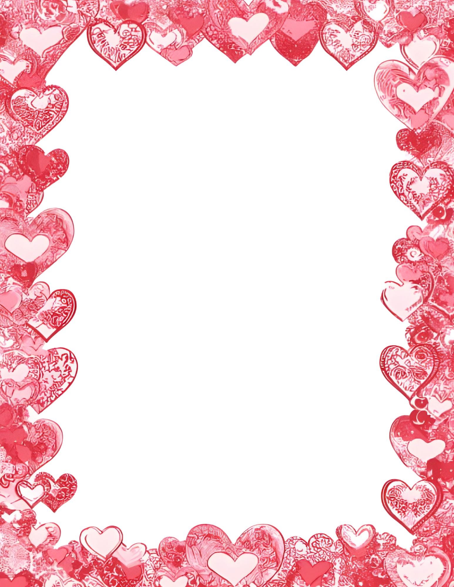 Variety Valentine's Border Printable Writing Paper Design - Lot of 5 - Etsy