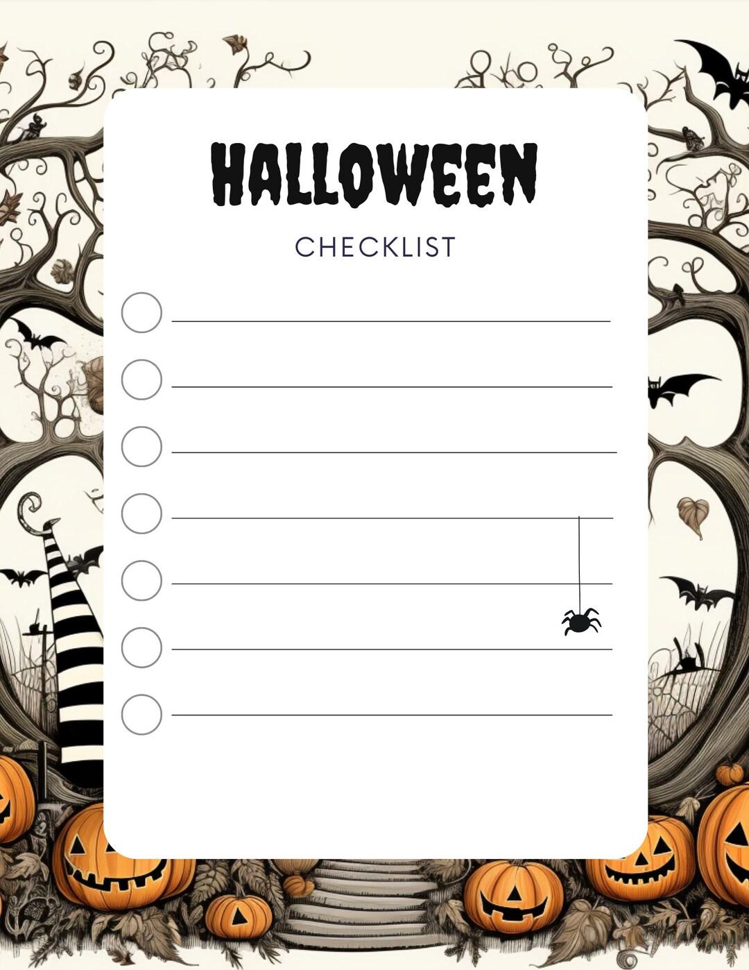 Halloween Checklist Printable - Etsy