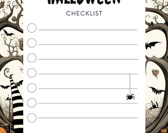 Printable Halloween Checklist, Canva Template A4, A5 - Etsy