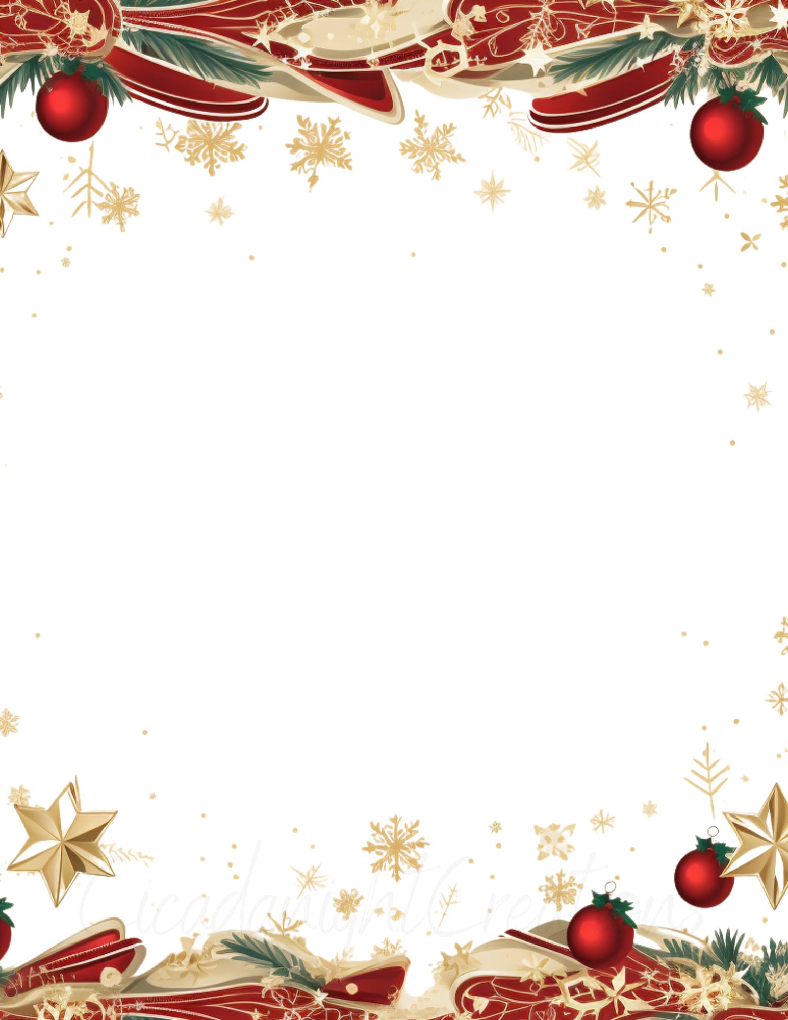 Whimsical Christmas Printable Paper Border Design Lot of 5 - Etsy