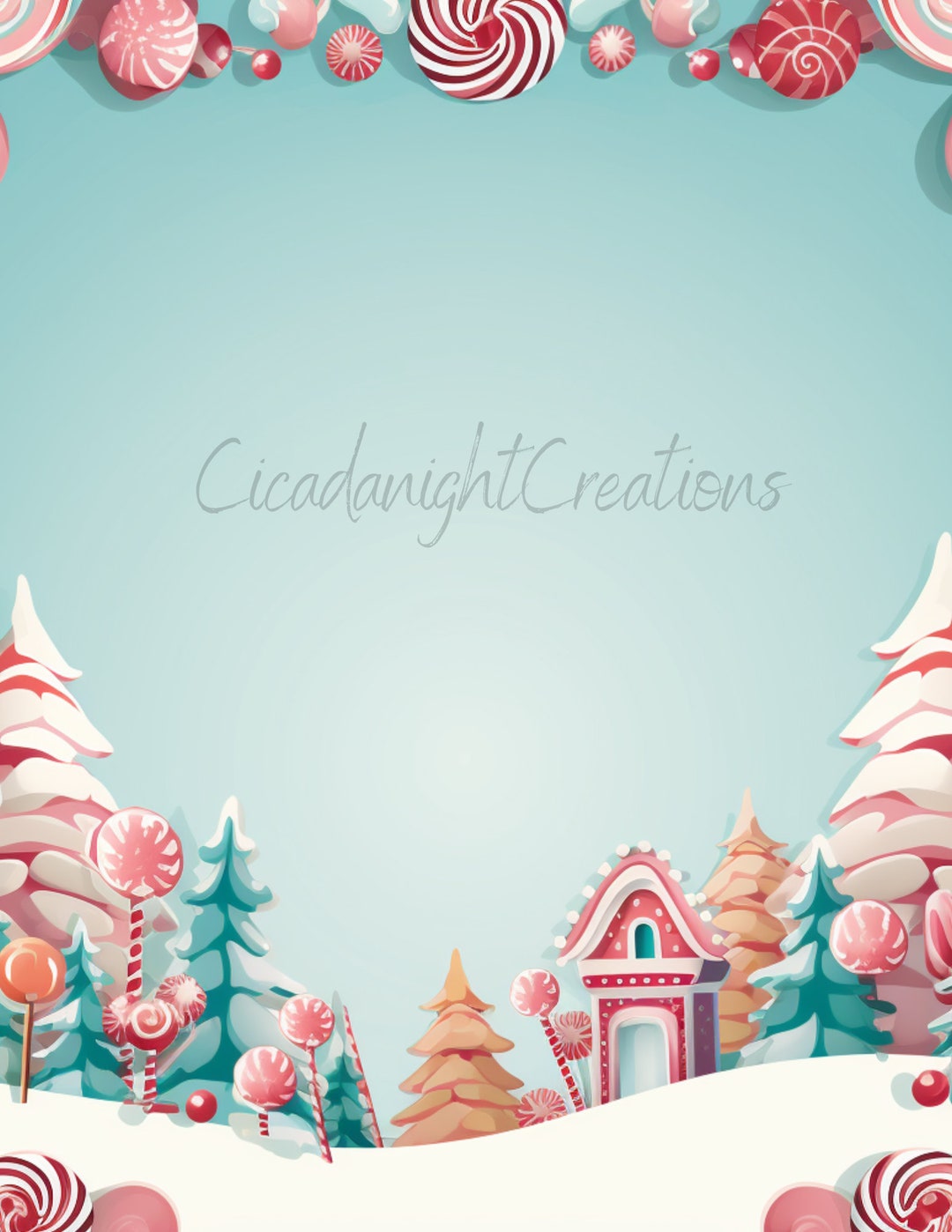 Whimsical Christmas Candyland Printable With Border Lot of 5 - Etsy