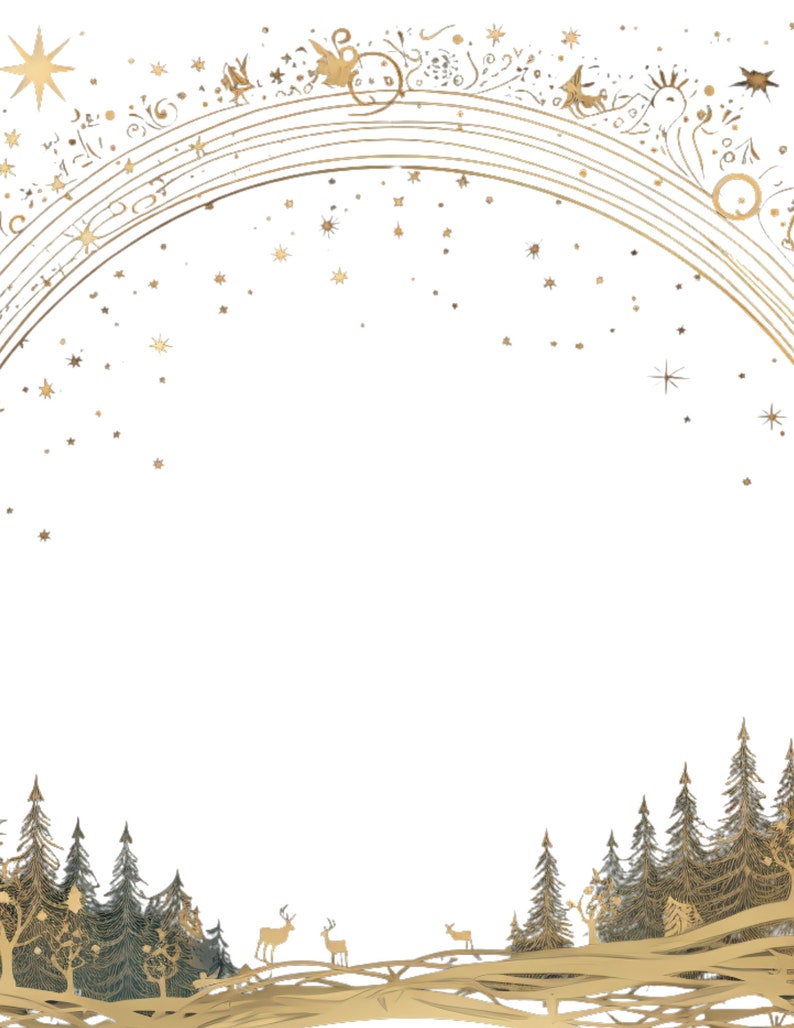 Whimsical Gold Christmas Printable Paper Border Design - Lot of 5 - Etsy