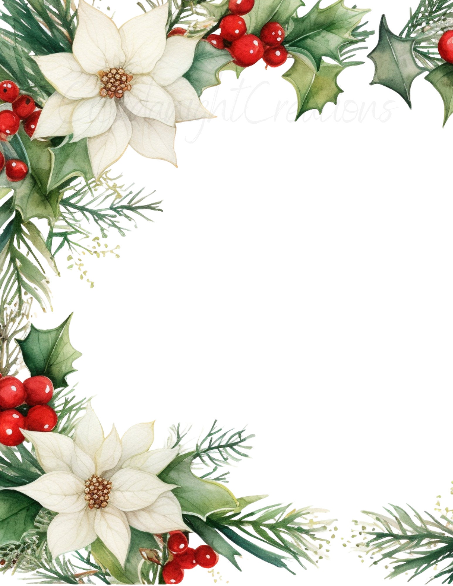 Whimsical Christmas Printable Paper Border Design Lot of 5 - Etsy