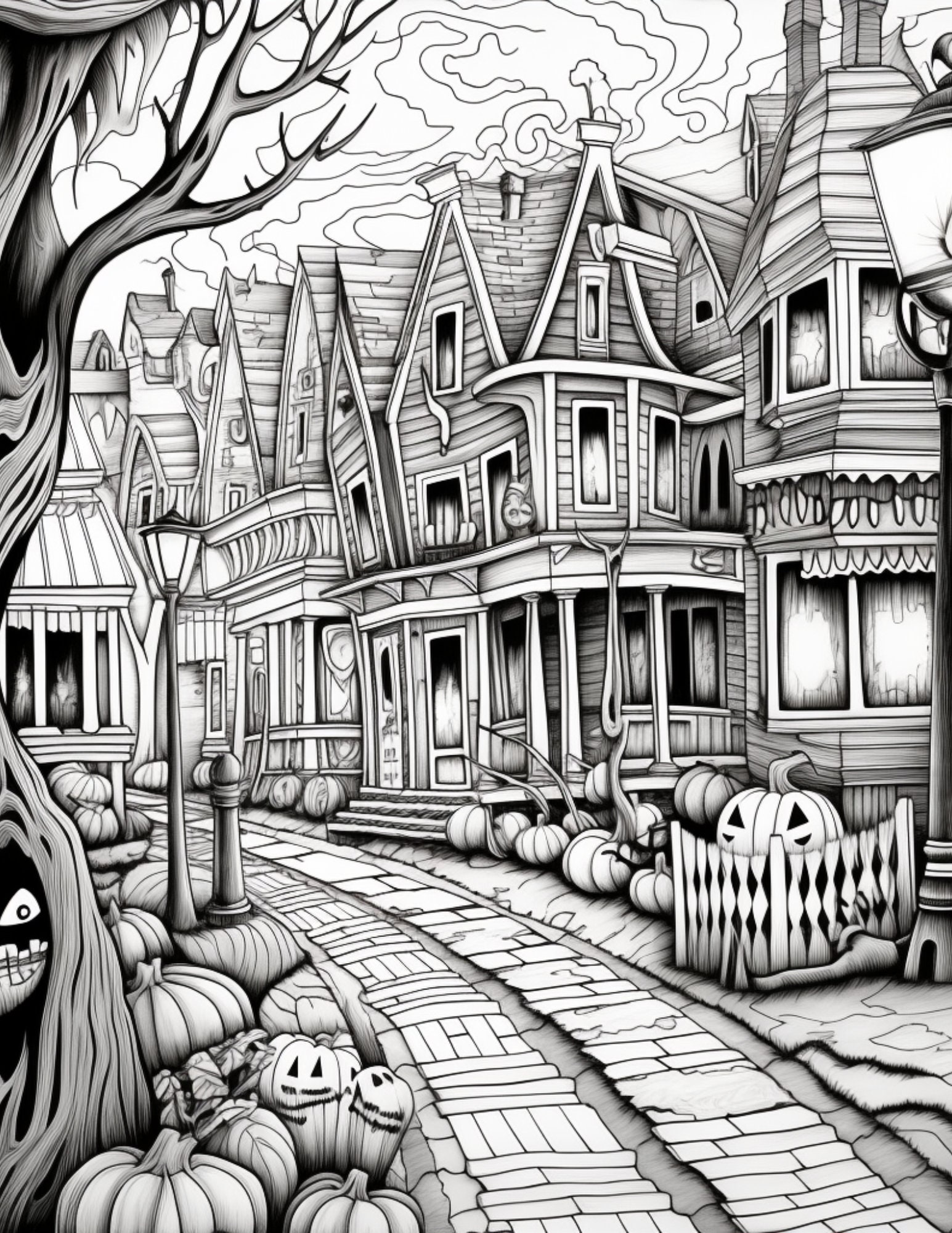 Halloween Adult Coloring Pages, Whimsical Girls, 5 Designs (digital ...