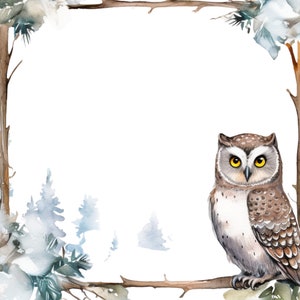 Whimsical Winter Owl Printable Paper Border Design Lot of 5 - Etsy