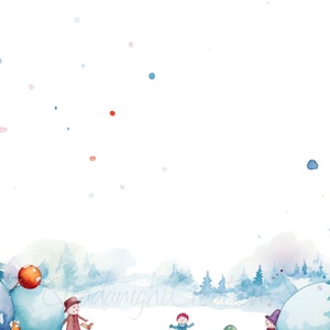 Whimsical Winter Snowball Fight Printable Paper Border Design Writing ...