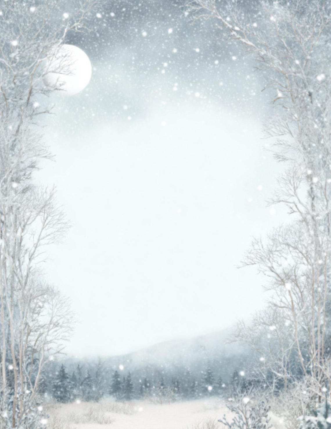 Winter Wonderland Border Printable Writing Paper Design - Lot of 5 - Etsy