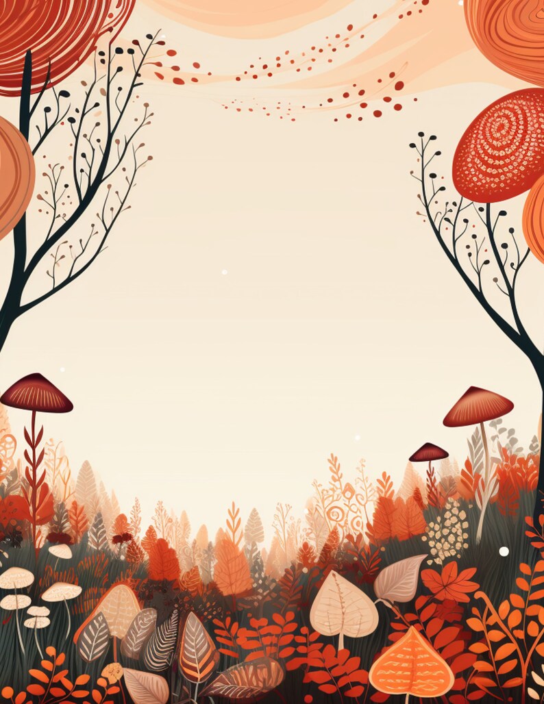 Whimsical Autumn Printable With Border - Lot of 5 - Etsy