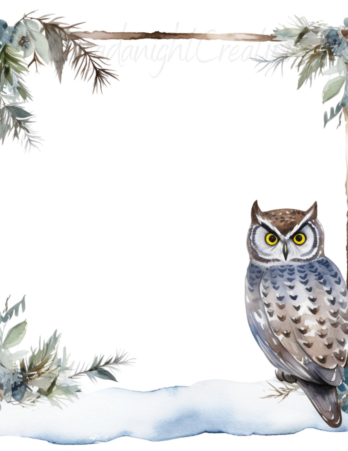 Whimsical Winter Owl Printable Paper Border Design Lot of 5 - Etsy