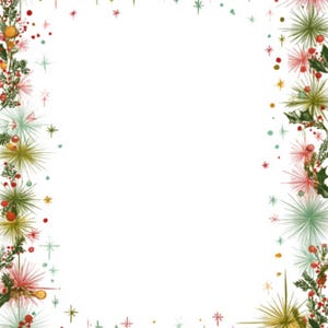 Whimsical Atomic Christmas Border Printable Writing Paper Design - Lot ...