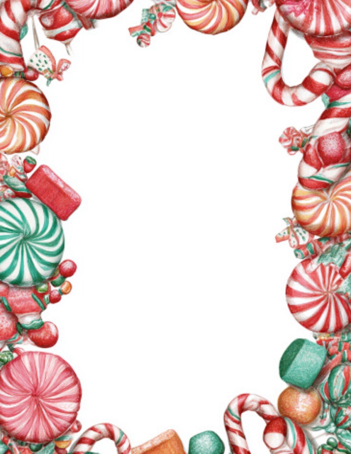 Colorful Christmas Candy Border Printable Writing Paper Design - Lot of ...