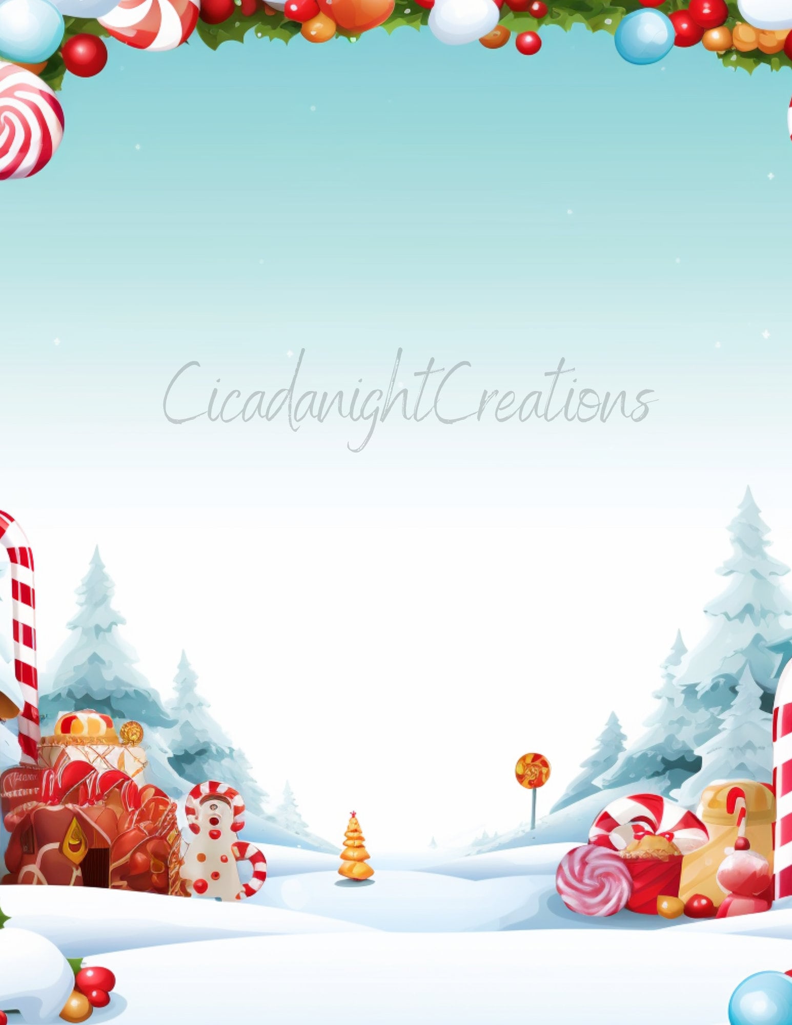 Whimsical Christmas Candyland Printable With Border Lot of 5 - Etsy