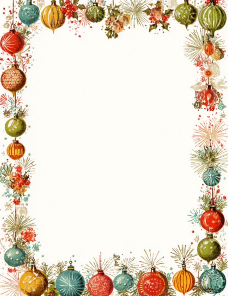 Atomic Style Christmas Bulbs Printable With Border Lot of 5 - Etsy