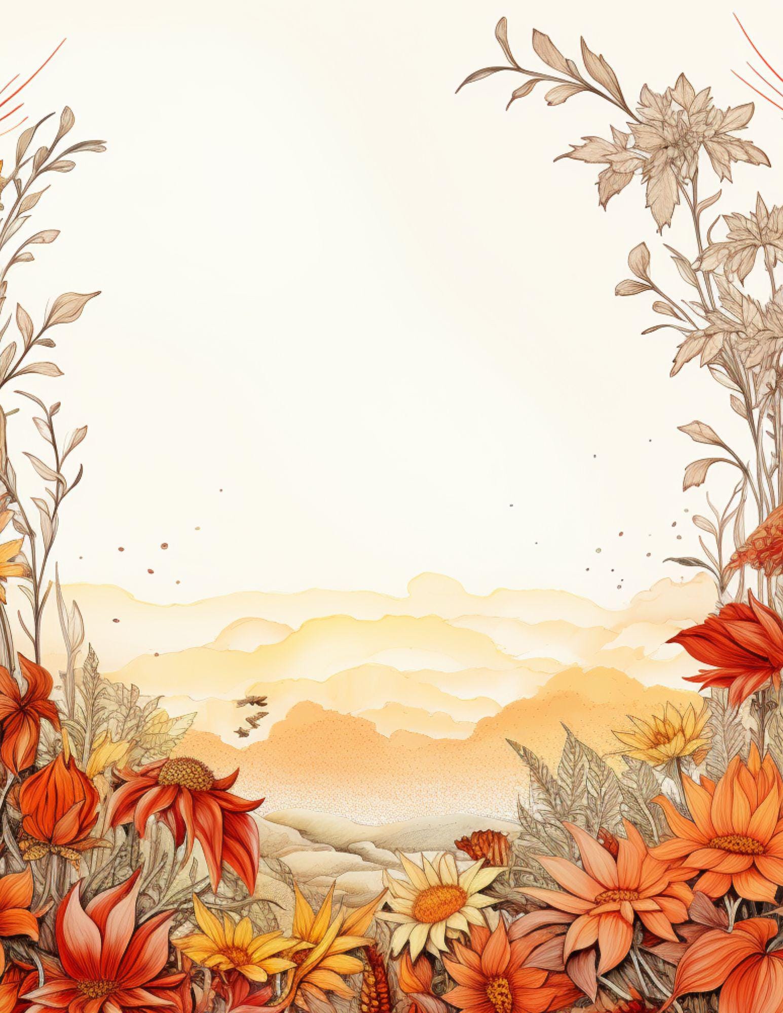 Whimsical Autumn Printable Paper With Autumn Border Lot of 5 #2 - Pdf's ...