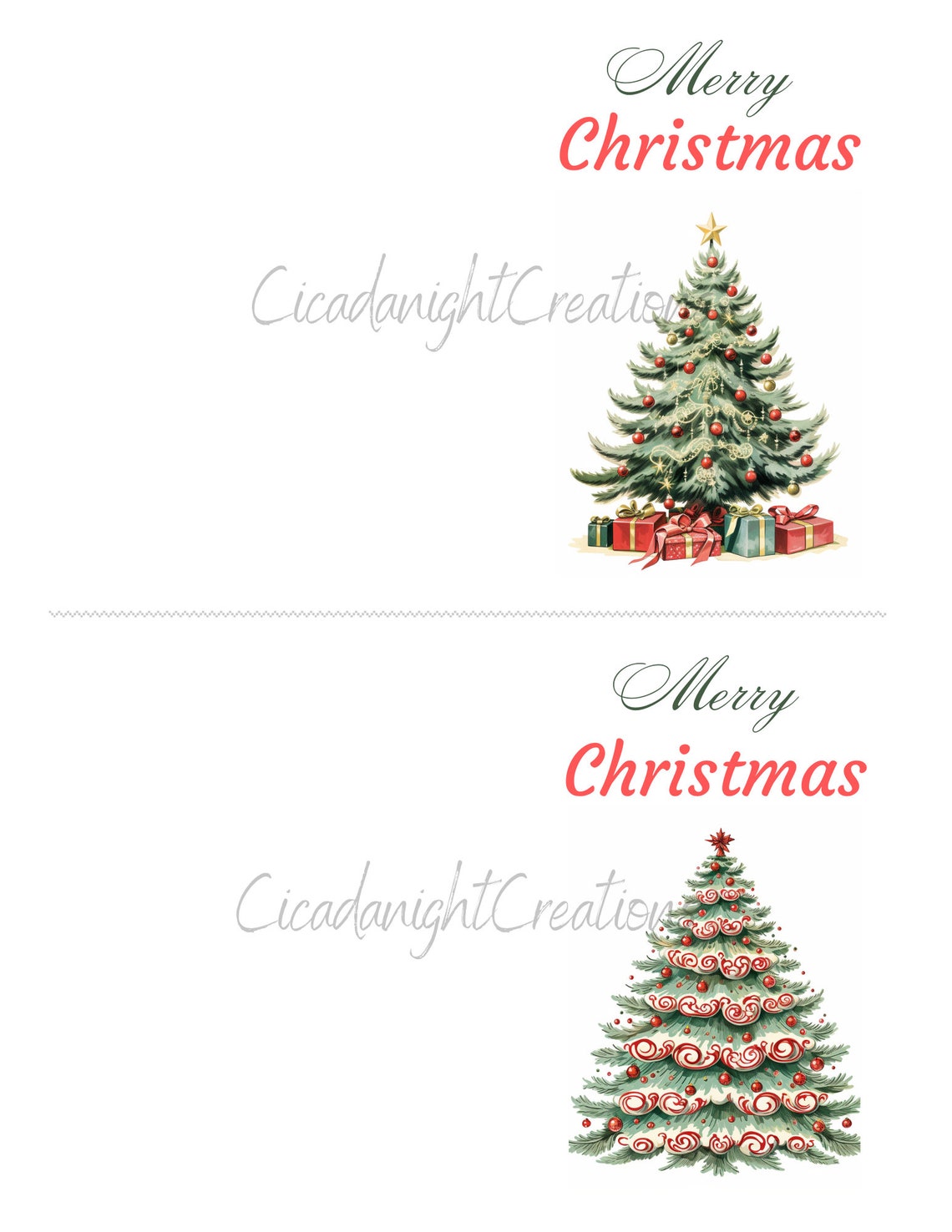 Simple Print and Cut Blank Christmas Card. Christmas Tree Card ...