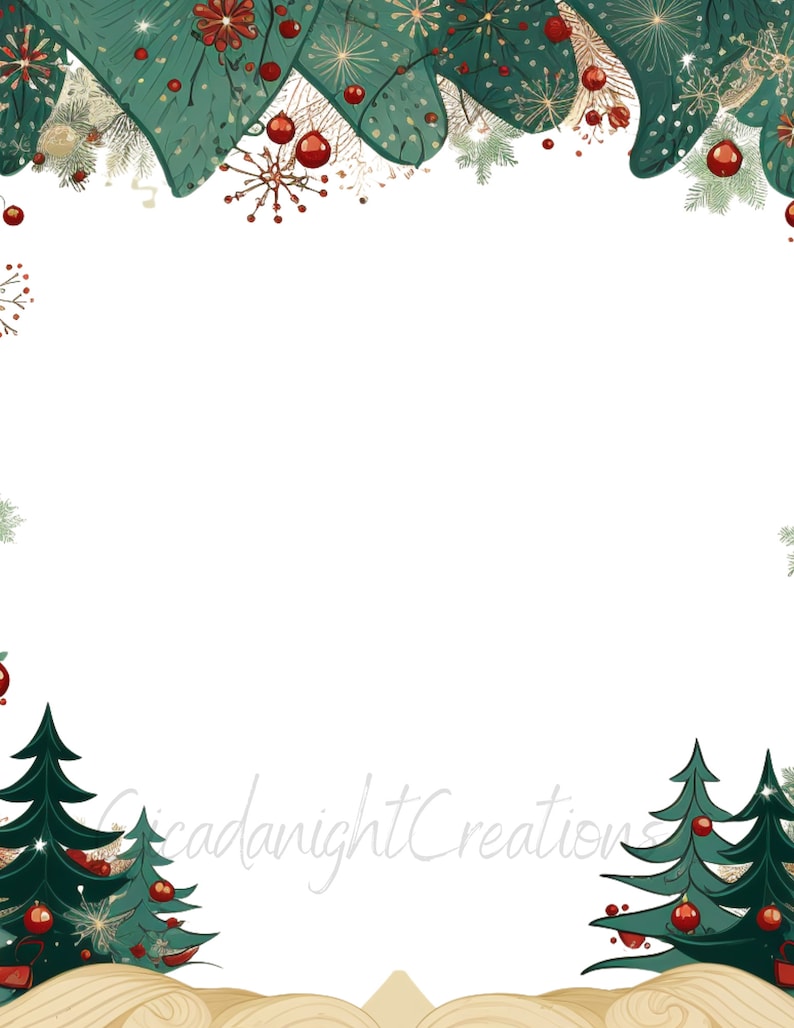 Whimsical Christmas Printable With Border Lot of 5 - Etsy