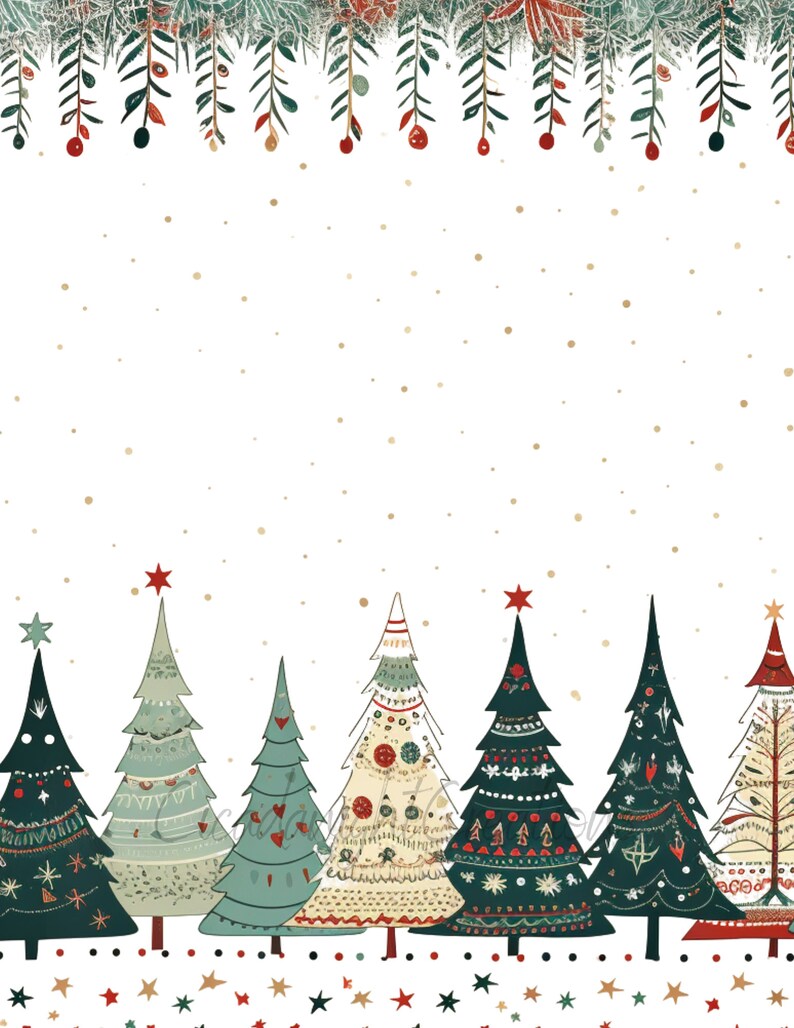 Whimsical Christmas Printable With Border Lot of 5 - Etsy