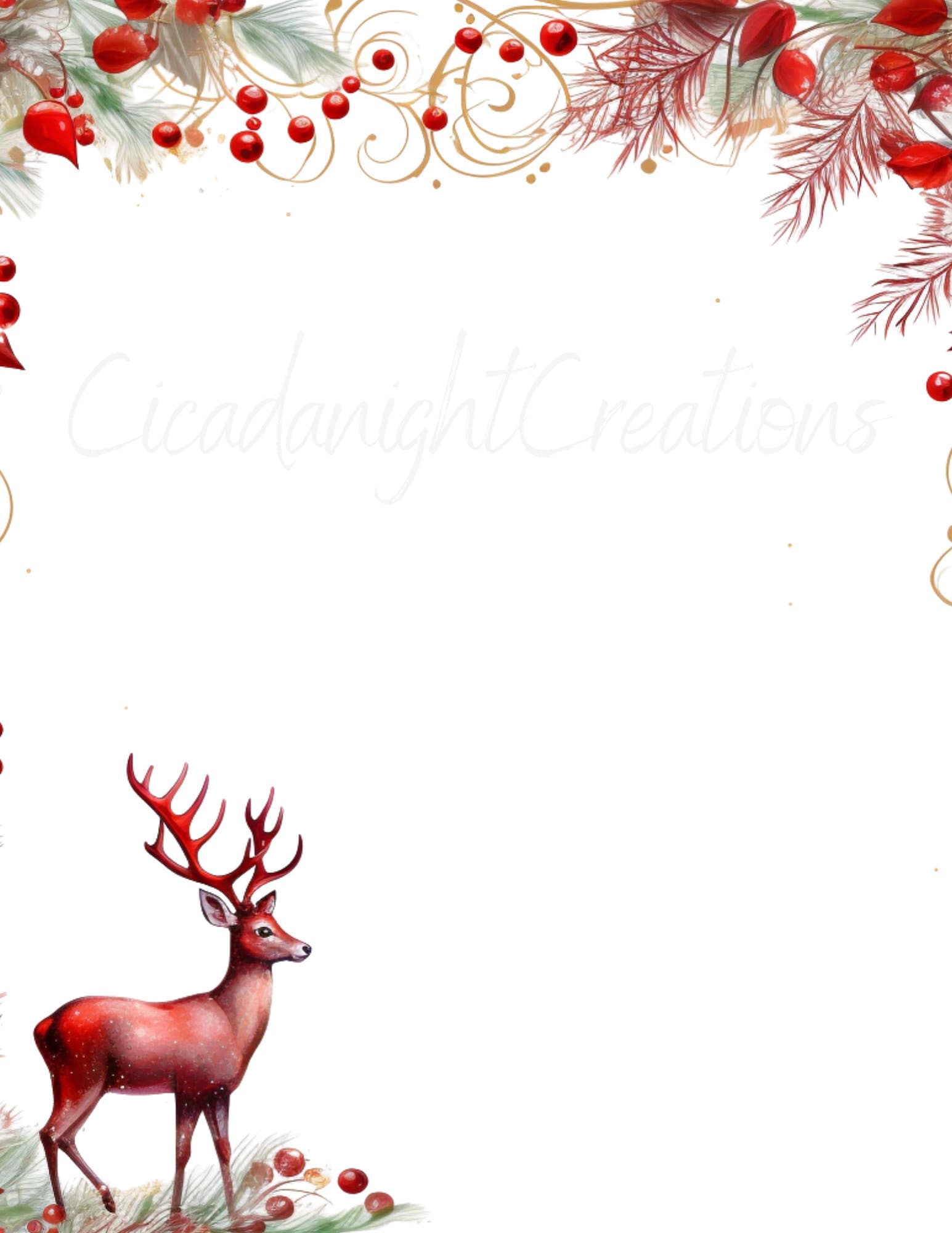 Whimsical Deer Christmas Printable Paper Design Lot of 5 - Etsy