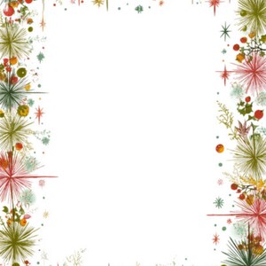Whimsical Atomic Christmas Border Printable Writing Paper Design - Lot ...