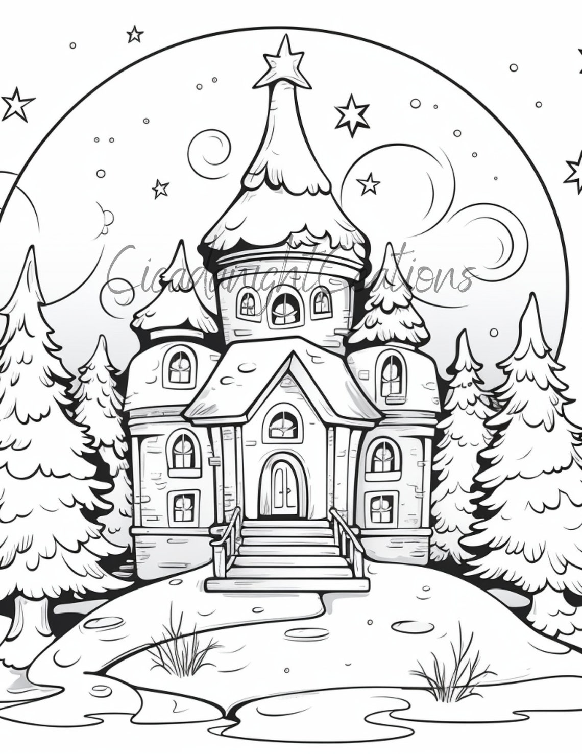 Whimsical Christmas Printable Coloring Pages Lot of 5 - Etsy