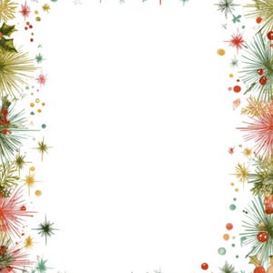 Whimsical Atomic Christmas Border Printable Writing Paper Design - Lot ...