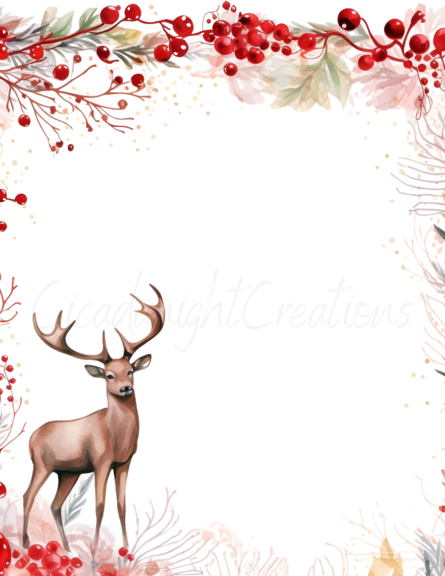 Whimsical Deer Christmas Printable Paper Design Lot of 5 - Etsy