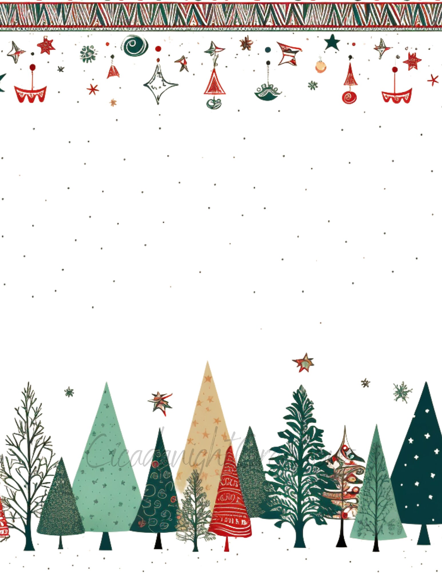 Whimsical Christmas Printable With Border Lot of 5 - Etsy