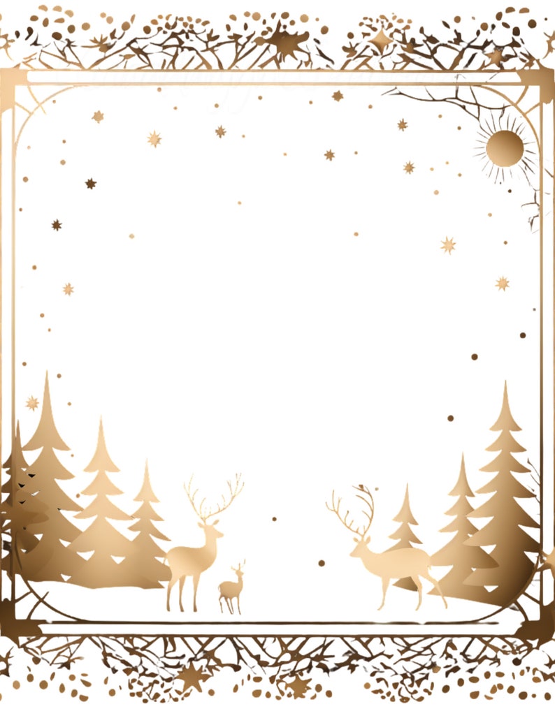 Whimsical Gold Christmas Printable Paper Border Design - Lot of 5 - Etsy