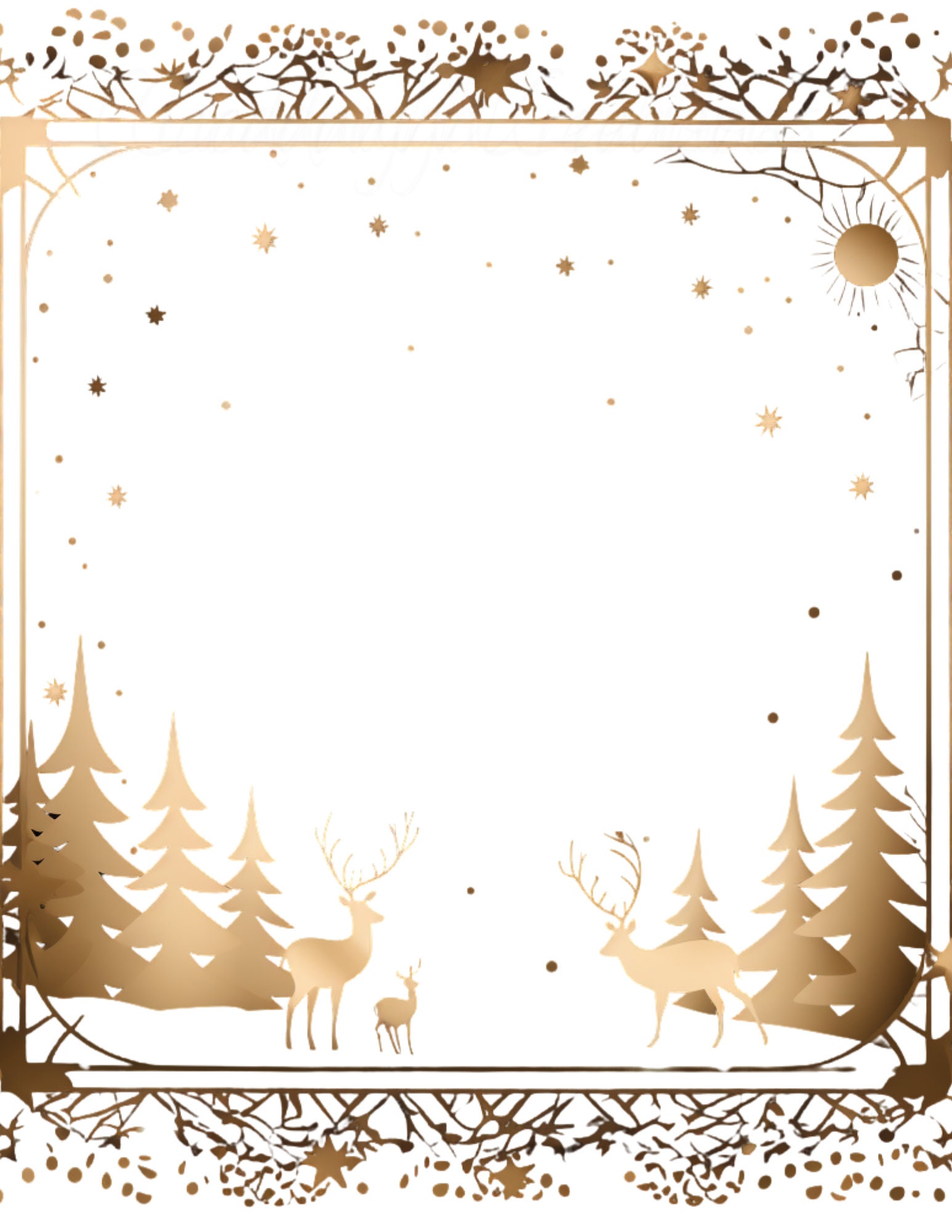 Whimsical Gold Christmas Printable Paper Border Design - Lot of 5 - Etsy