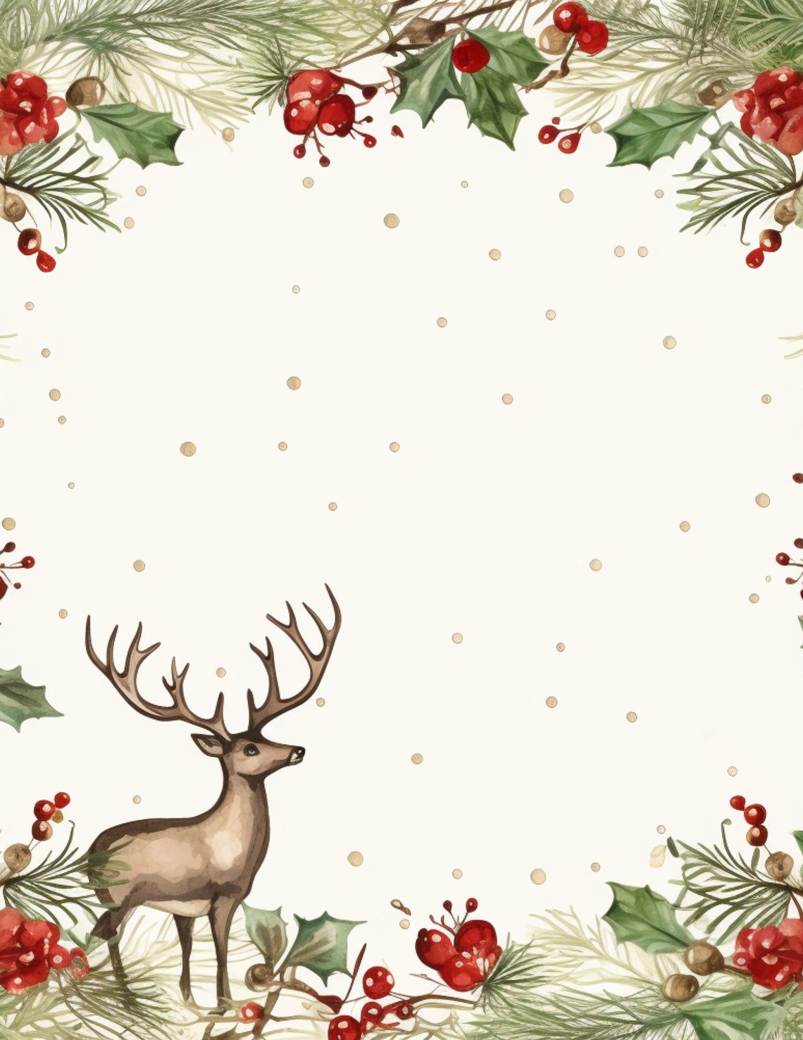 Whimsical Christmas Printable With Border Lot of 5 - Etsy