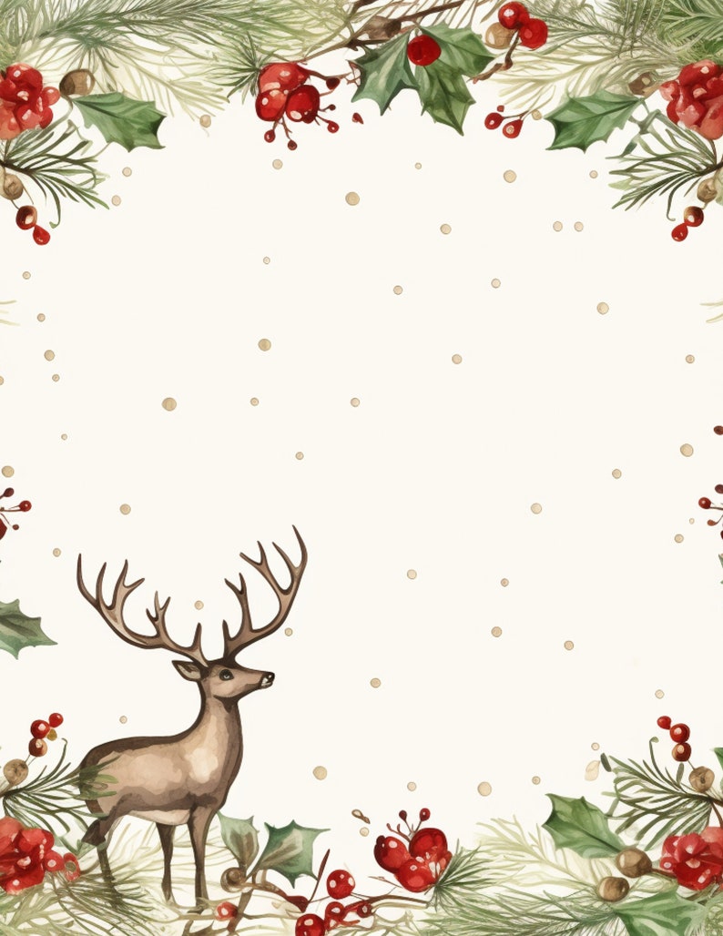 Whimsical Christmas Printable With Border Lot of 5 - Etsy
