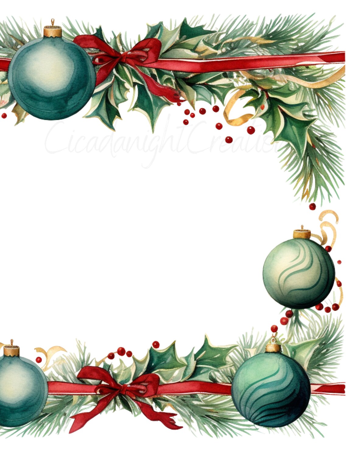 Whimsical Christmas Printable Paper Border Design Lot of 5 - Etsy