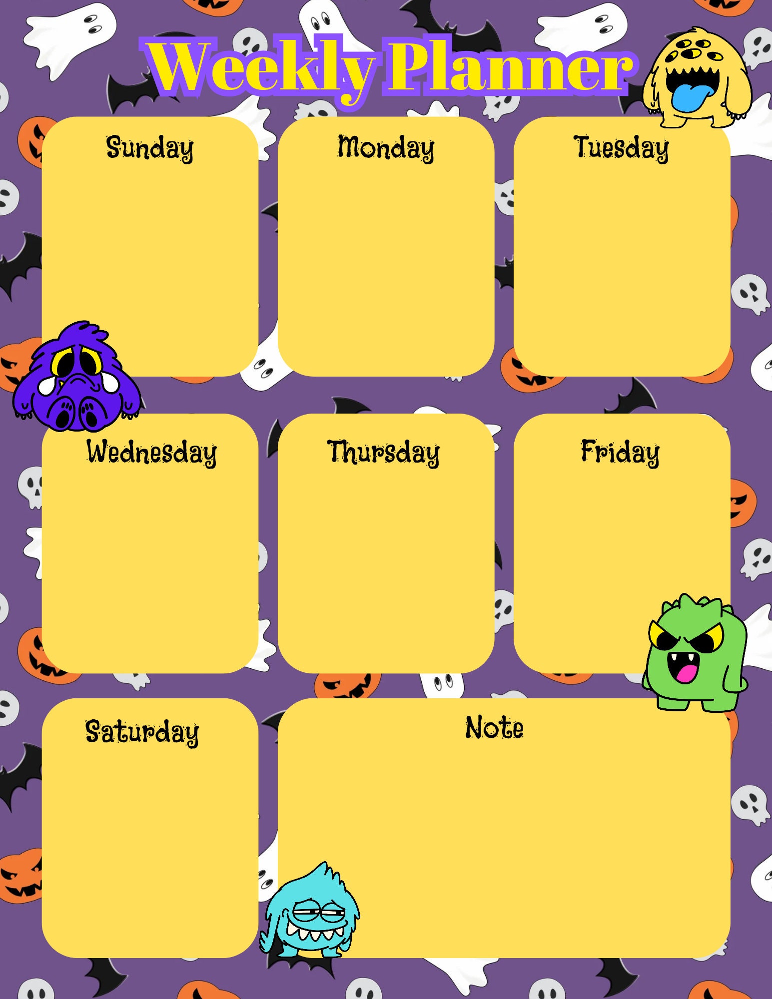 Halloween Weekly Planner Printable - Etsy