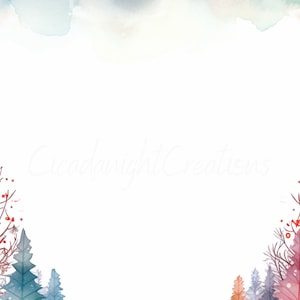 Whimsical Christmas Watercolor Printable Writing Paper Design Lot of 5 ...