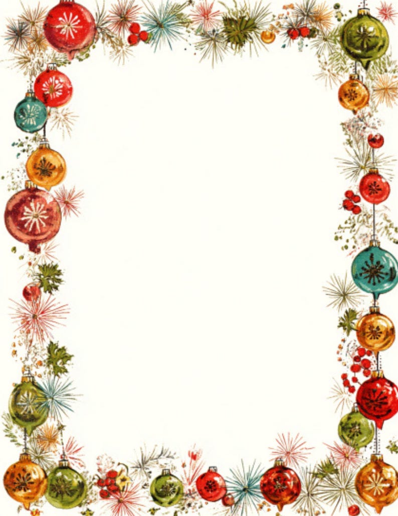 Atomic Style Christmas Bulbs Printable With Border Lot of 5 - Etsy