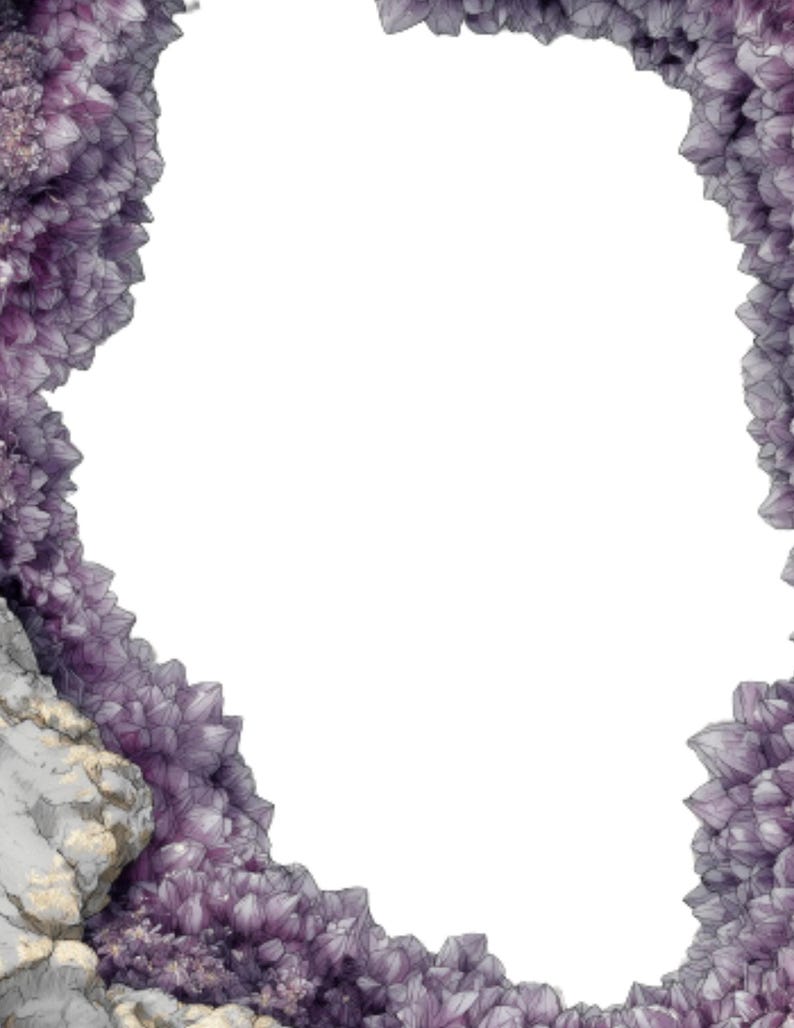 Amethyst Geode Border Printable Writing Paper Design - Lot of 5 - Etsy