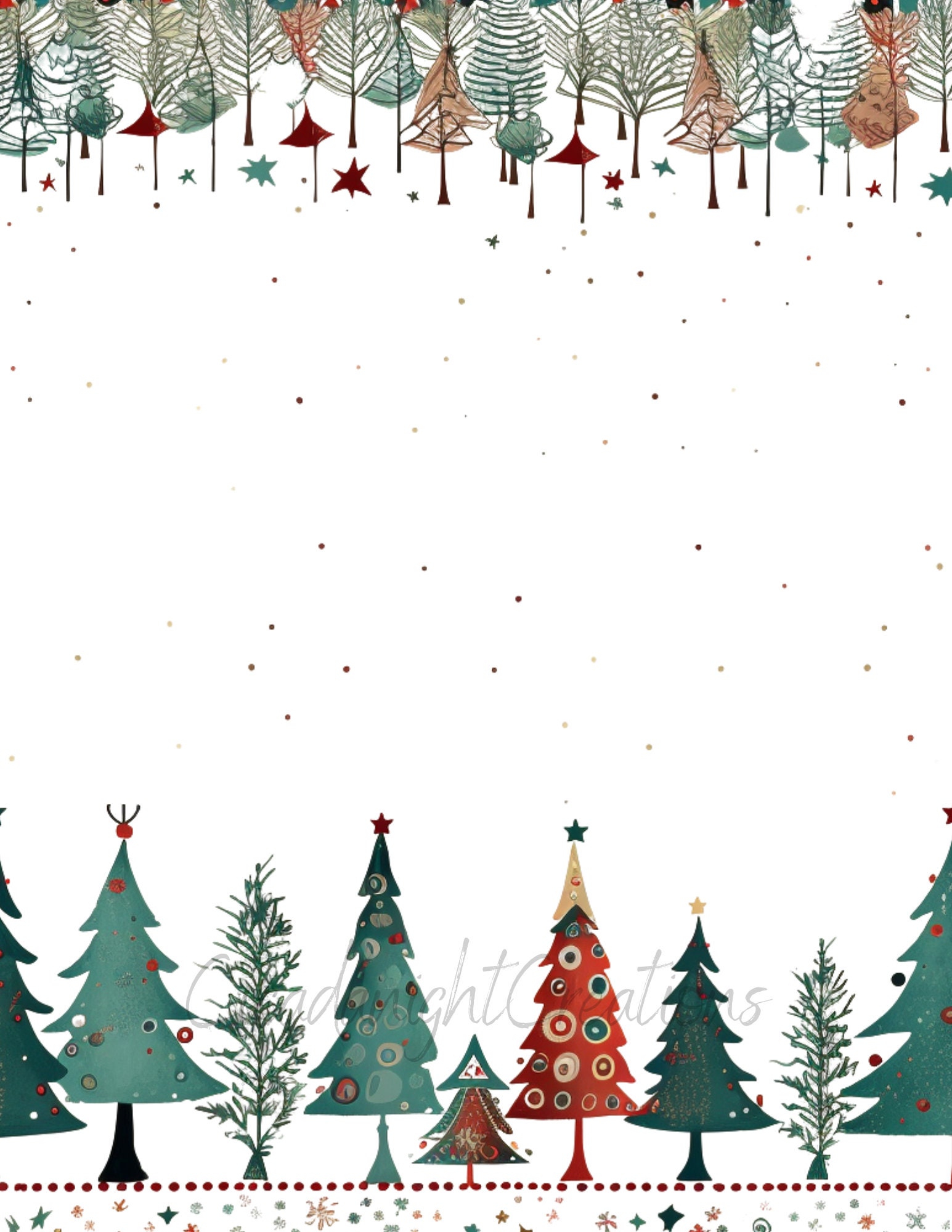 Whimsical Christmas Printable With Border Lot of 5 - Etsy
