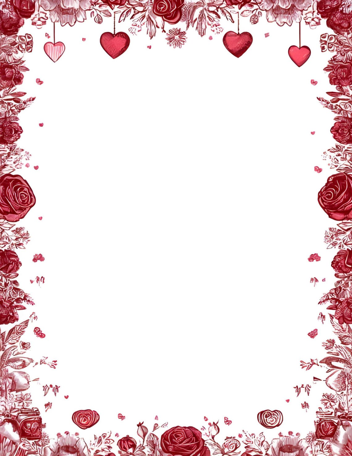 Romantic Heart Variety Border Print Border Printable Writing Paper ...