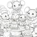 Whimsical Mouse Christmas Printable Coloring Pages Lot of 5 - Etsy