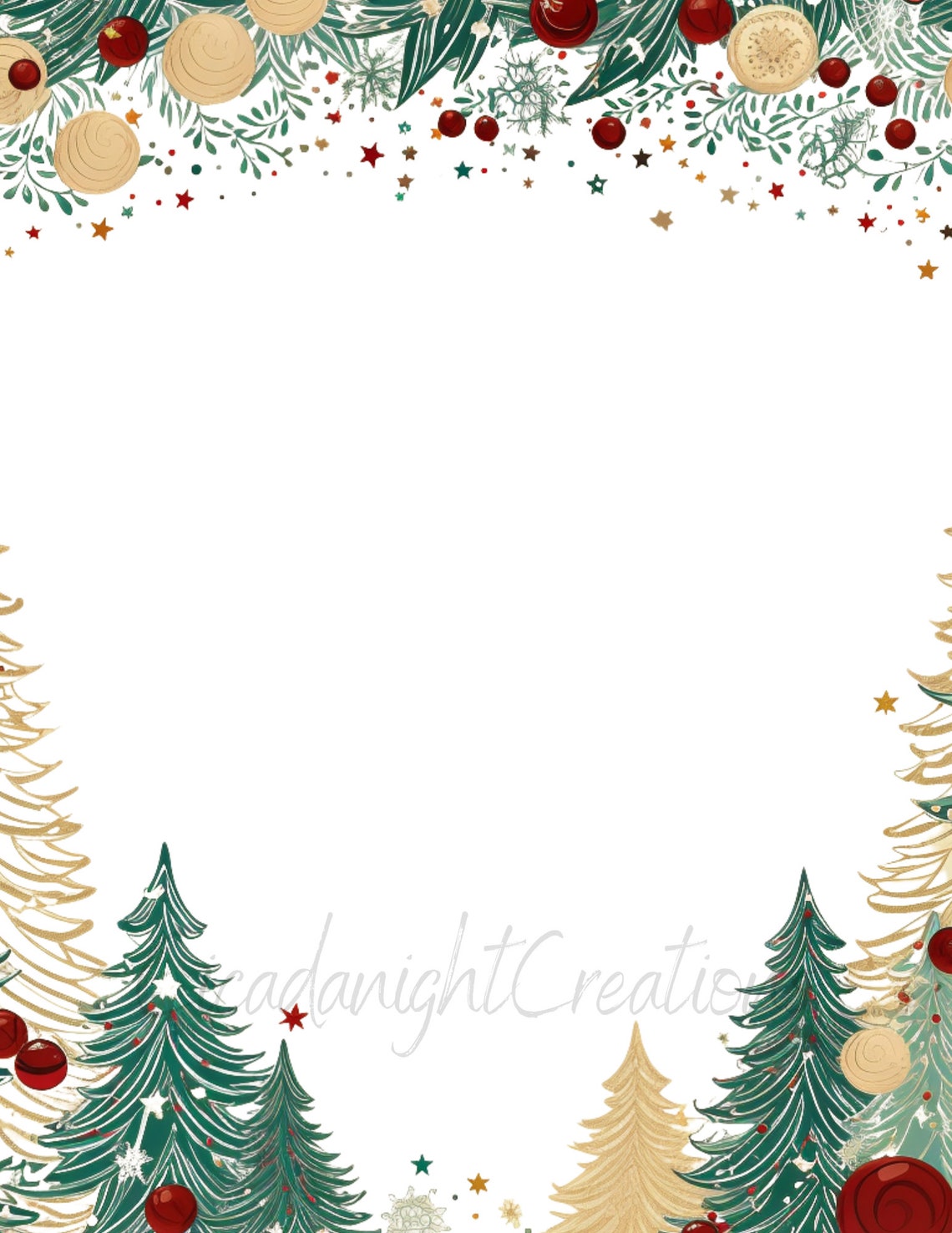 Whimsical Christmas Printable With Border Lot of 5 - Etsy