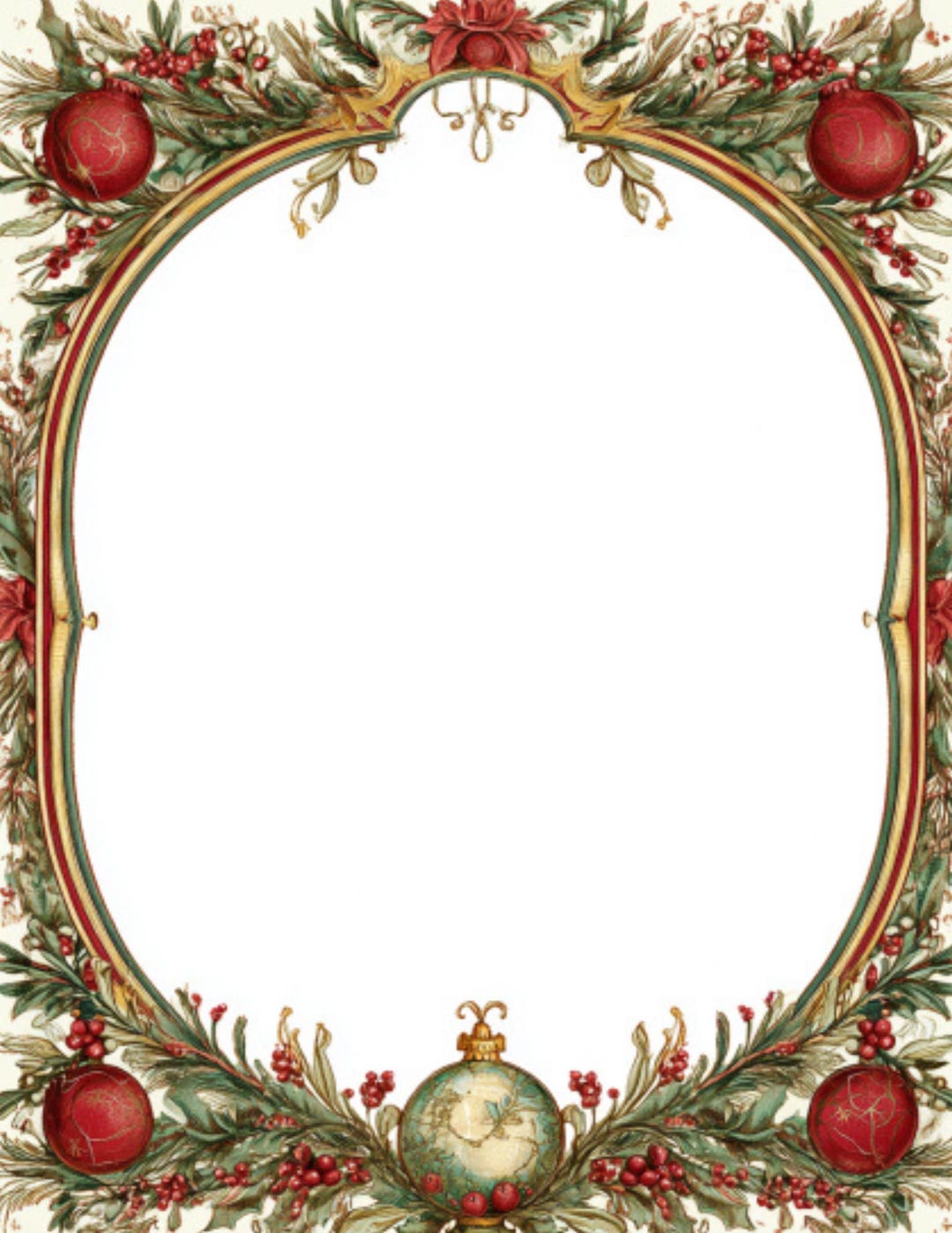 Vintage Style Christmas Border Printable Writing Paper Design - Lot of ...