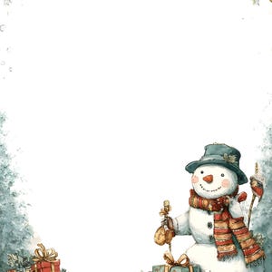 Snowman Printable With Border Lot of 5 - Etsy
