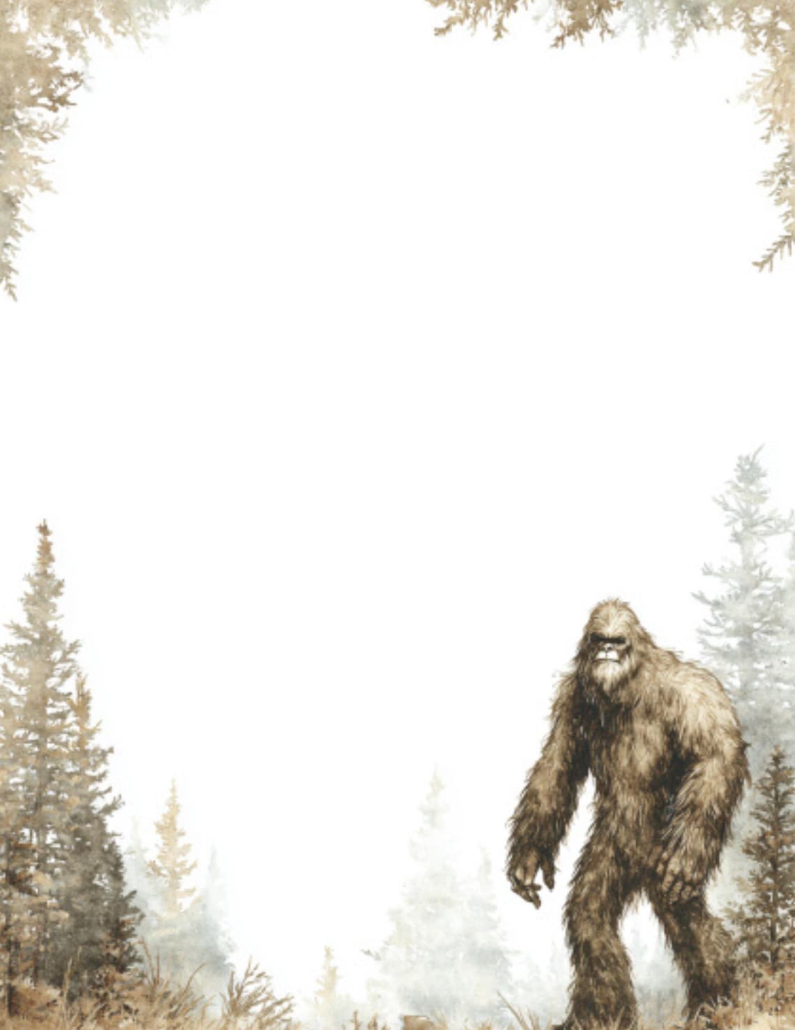 Bigfoot Border Printable Writing Paper Design - Lot of 5 - Etsy