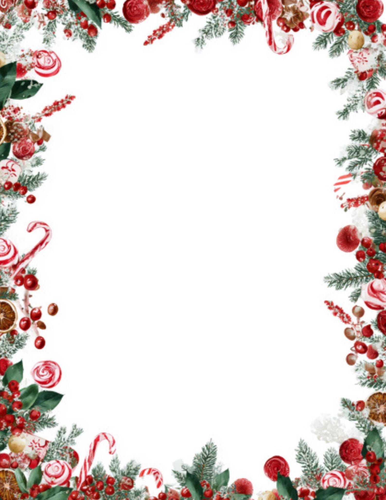 Christmas Treats Colorful Border Printable Writing Paper Design - Lot ...