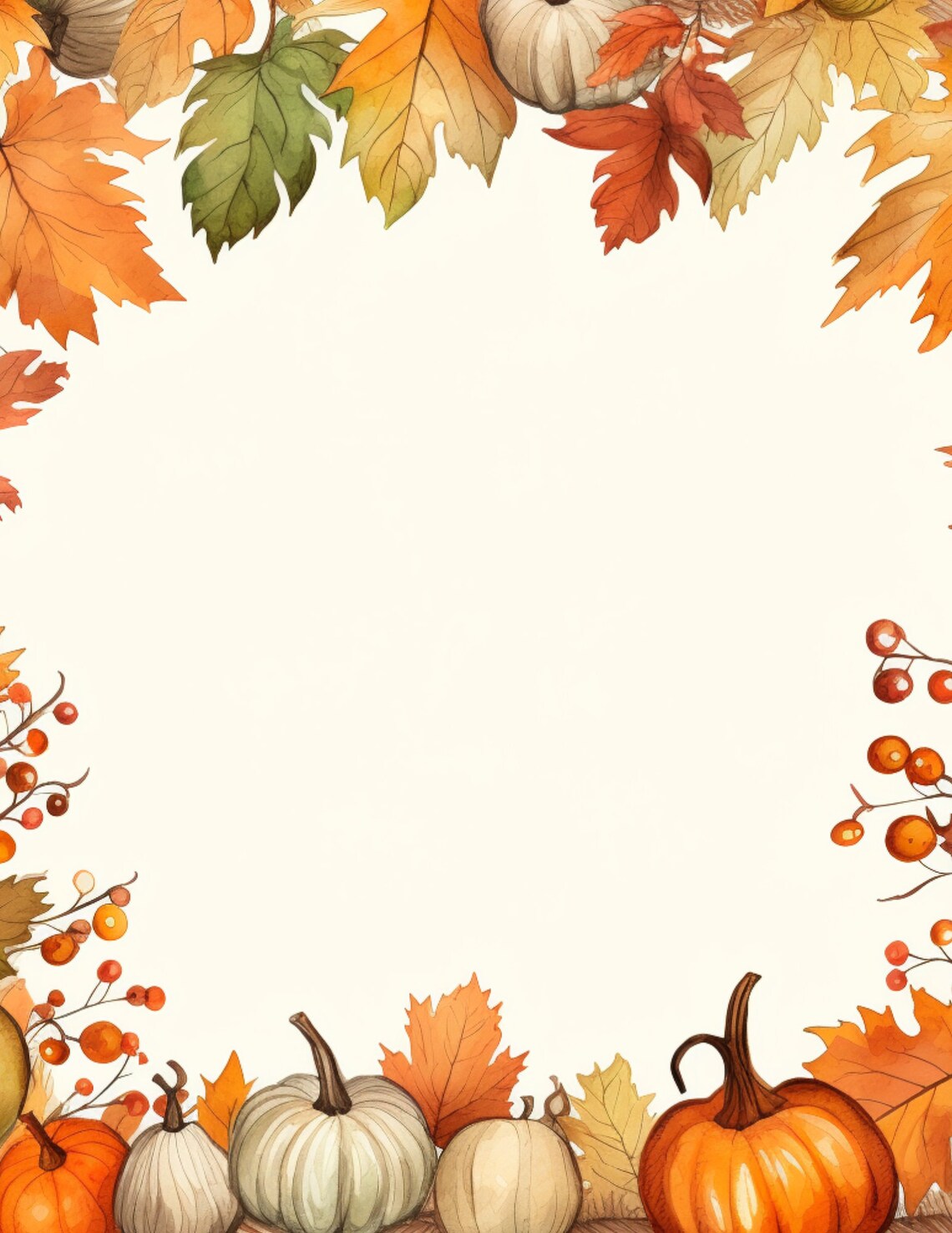 Whimsical Autumn Printable Paper With Autumn Border Lot of 5 - Etsy